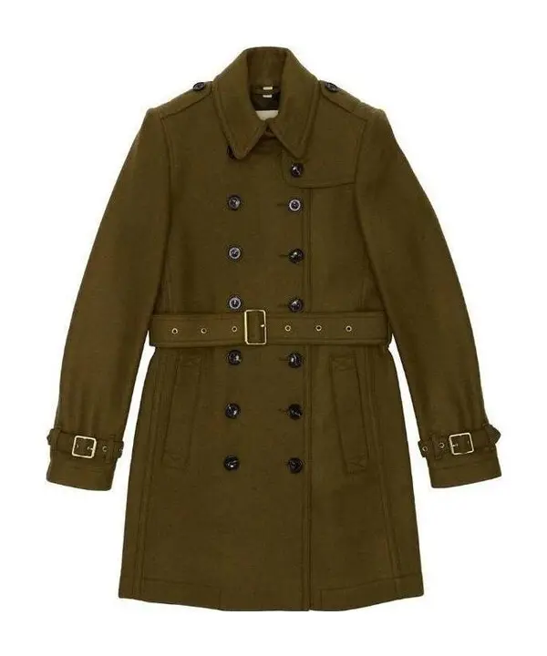 Burberry Double-breasted Coat With Belt And Logo Detail - Brown