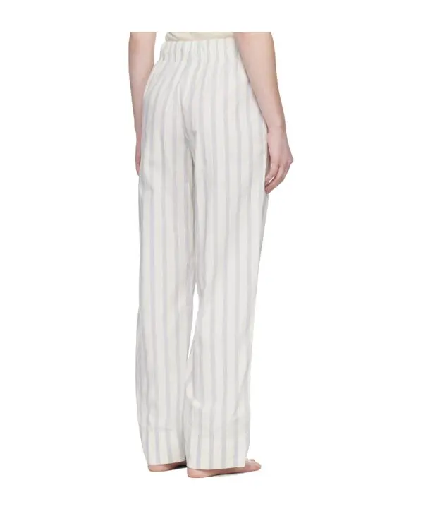 TEKLA Drawstring Striped Pajama Pants - White