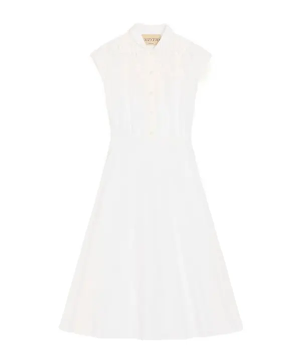 Valentino Garavani Embroidered Pleated Dress