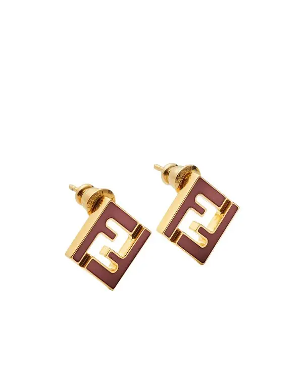 Fendi Ff Motif Stud Earrings - Golden
