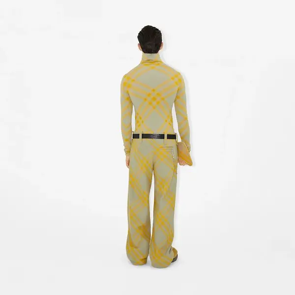 Burberry Checked Roll Neck Jumper - Nude