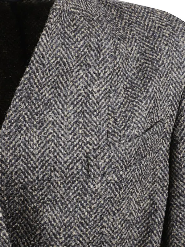 Brunello Cucinelli Herringbone Patterned Belted Jacket