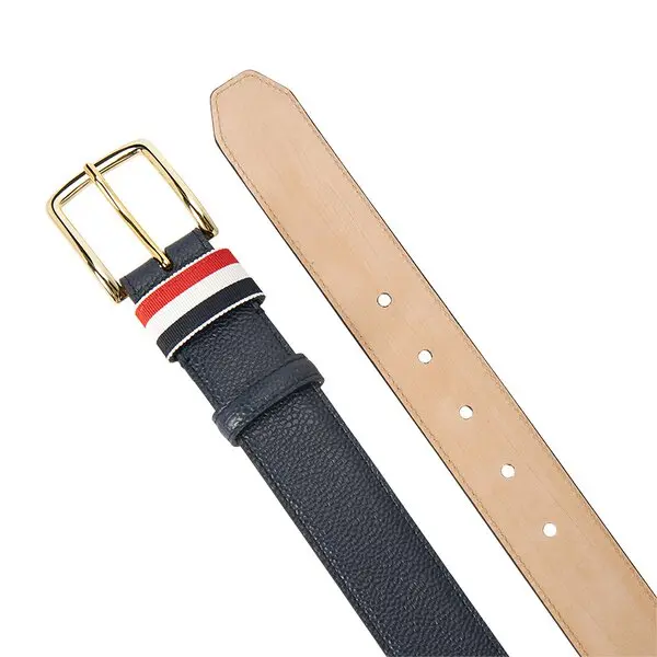Thom Browne Tricolor Stripe Grosgrain Ring Belt - Dark Blue