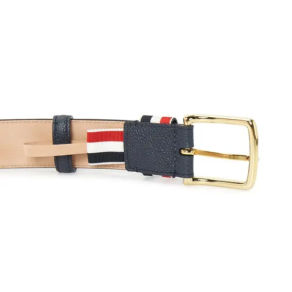 Thom Browne Tricolor Stripe Grosgrain Ring Belt - Dark Blue
