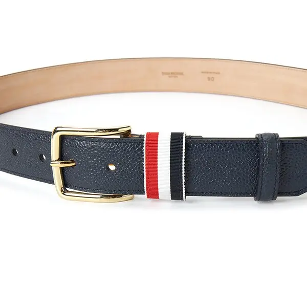 Thom Browne Tricolor Stripe Grosgrain Ring Belt - Dark Blue