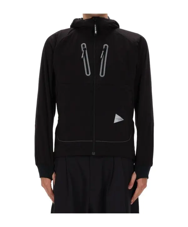 AND WANDER Hooded Casual Jacket - Black