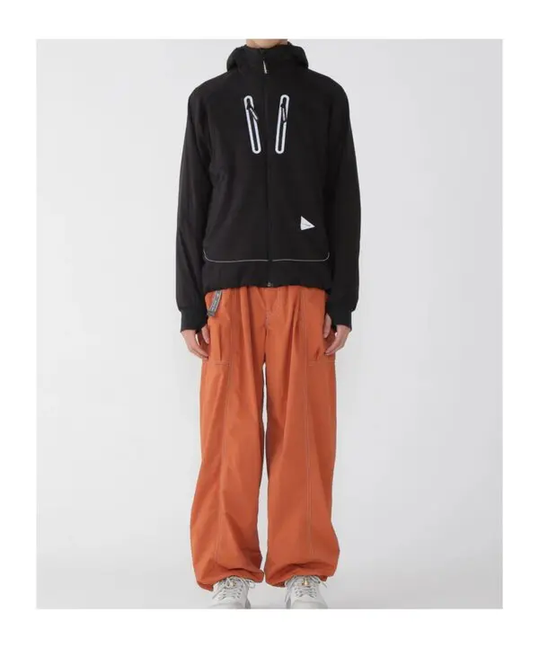AND WANDER Hooded Casual Jacket - Black
