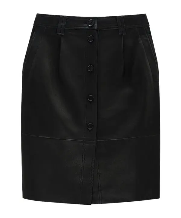 ANINE BING Leather Button-front Skirt