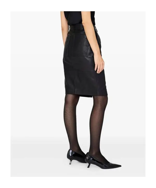 ANINE BING Leather Button-front Skirt