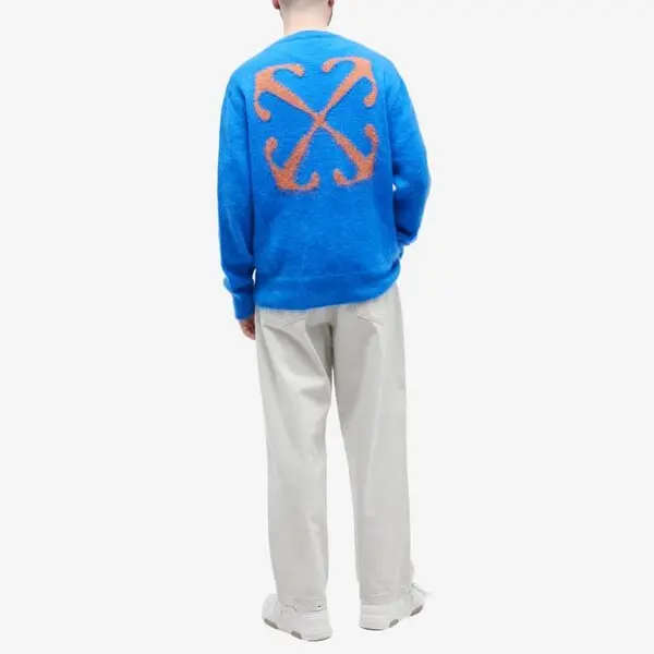 Off-White Arrows Intarsia Crew Neck Jumper - Blue