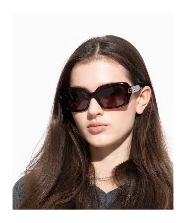 Balenciaga Rectangle Frame Sunglasses - Brown