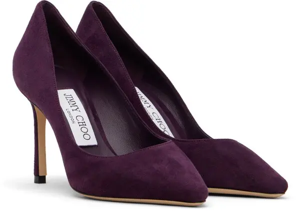 JIMMY CHOO Romy 85 Suede Pointed Toe High Heel Pumps - Black