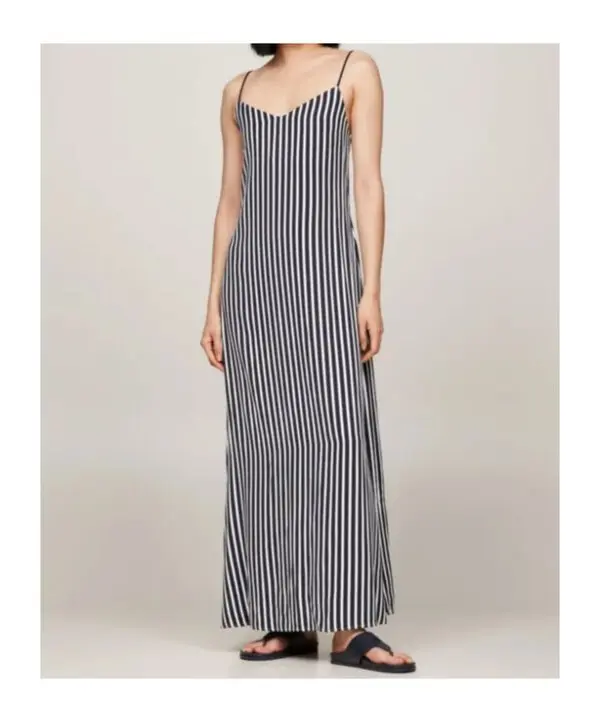 Tommy Hilfiger Sleeveless Striped Maxi Dress - Black
