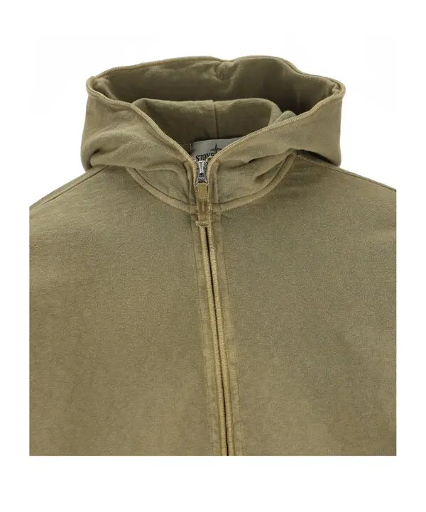 Stone Island Logo Patch Zip-up Hooded Jacket
