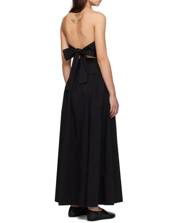 ST. AGNI Strapless Crinkled Cotton-blend Maxi Dress