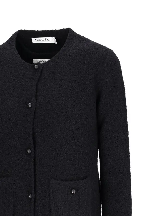 Dior Textured Knit Twinset With Gold-finish Tribales Buttons