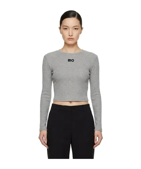 Marissa Chiara Long Sleeve Cropped T-shirt With Embroidered Logo