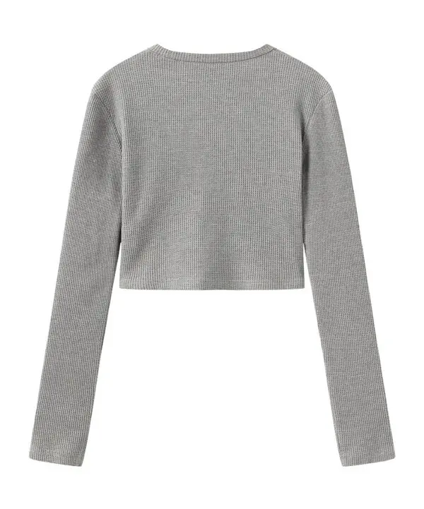 Marissa Chiara Long Sleeve Cropped T-shirt With Embroidered Logo