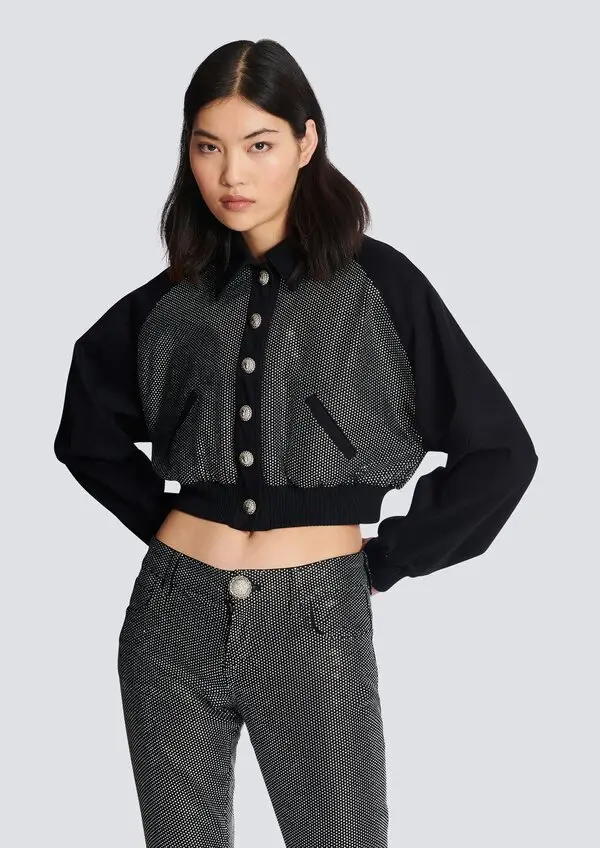 Balmain Embellished Cropped Jacket With Lion Snaps
