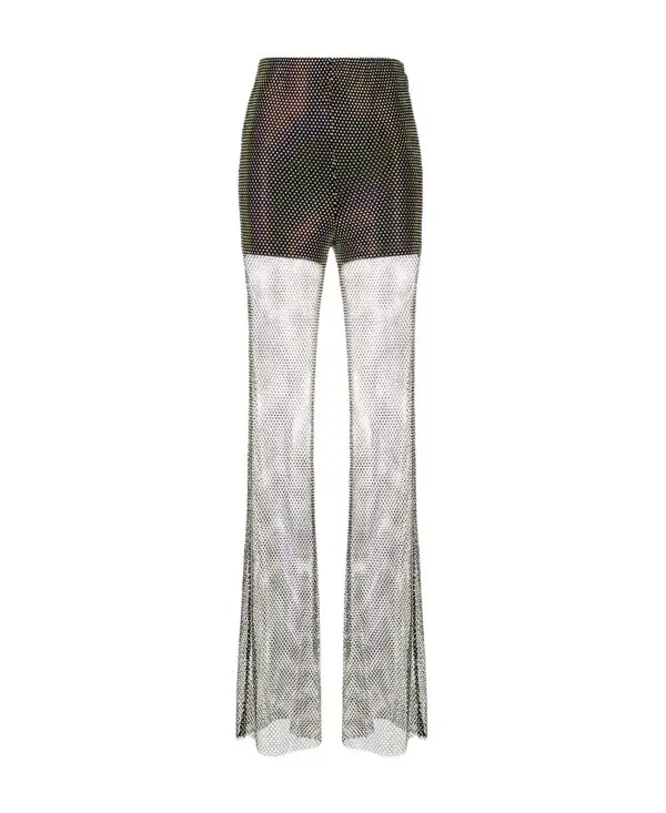 ROTATE BY BIRGER CHRISTENSEN Mesh Wide-leg Pant - Black