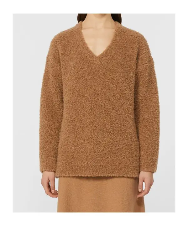 Max Mara Pantera V-neck Long-sleeve Jumper - Camel