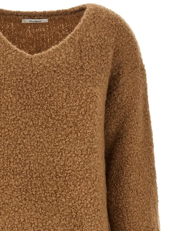 Max Mara Pantera V-neck Long-sleeve Jumper - Camel