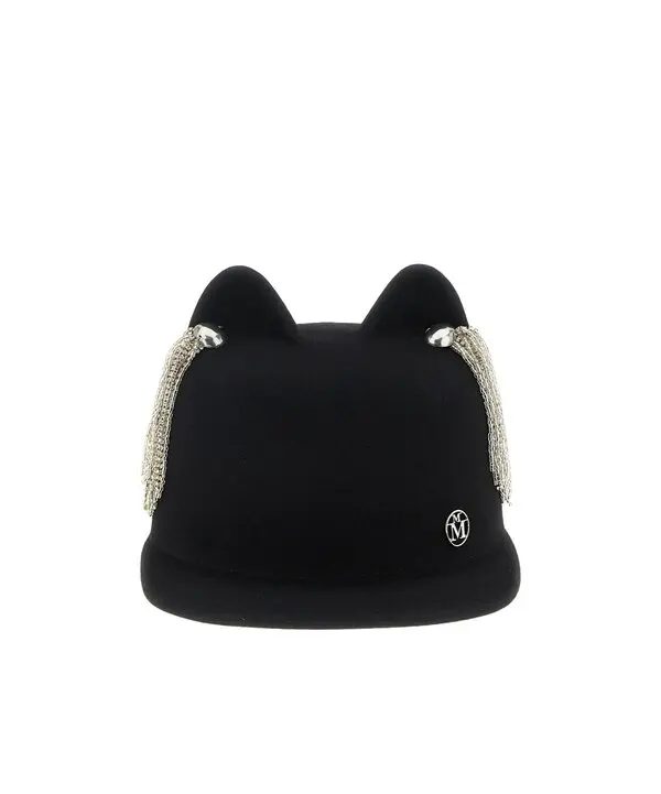 MAISON MICHEL Jamie Cat Ear Cap - Black
