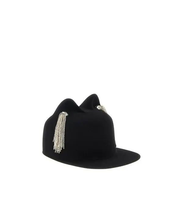 MAISON MICHEL Crystal-embellished Jamie Hat - Black
