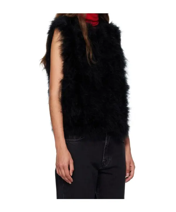 YVES SALOMON Cropped Feather Vest - Black