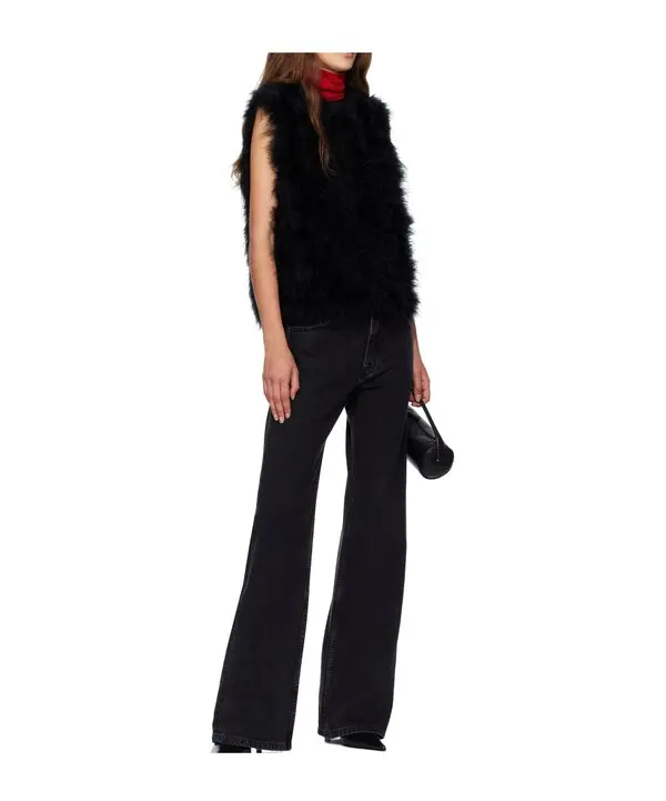 YVES SALOMON Cropped Feather Vest - Black