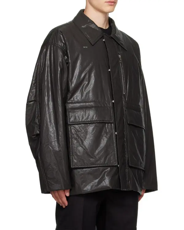 WOOYOUNGMI Leather Lapel Long-sleeved Casual Jacket