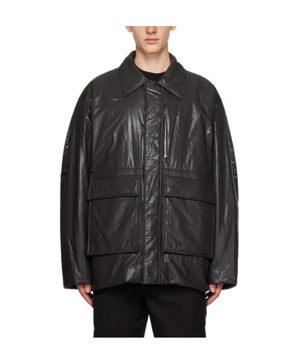 WOOYOUNGMI Leather Lapel Long-sleeved Casual Jacket
