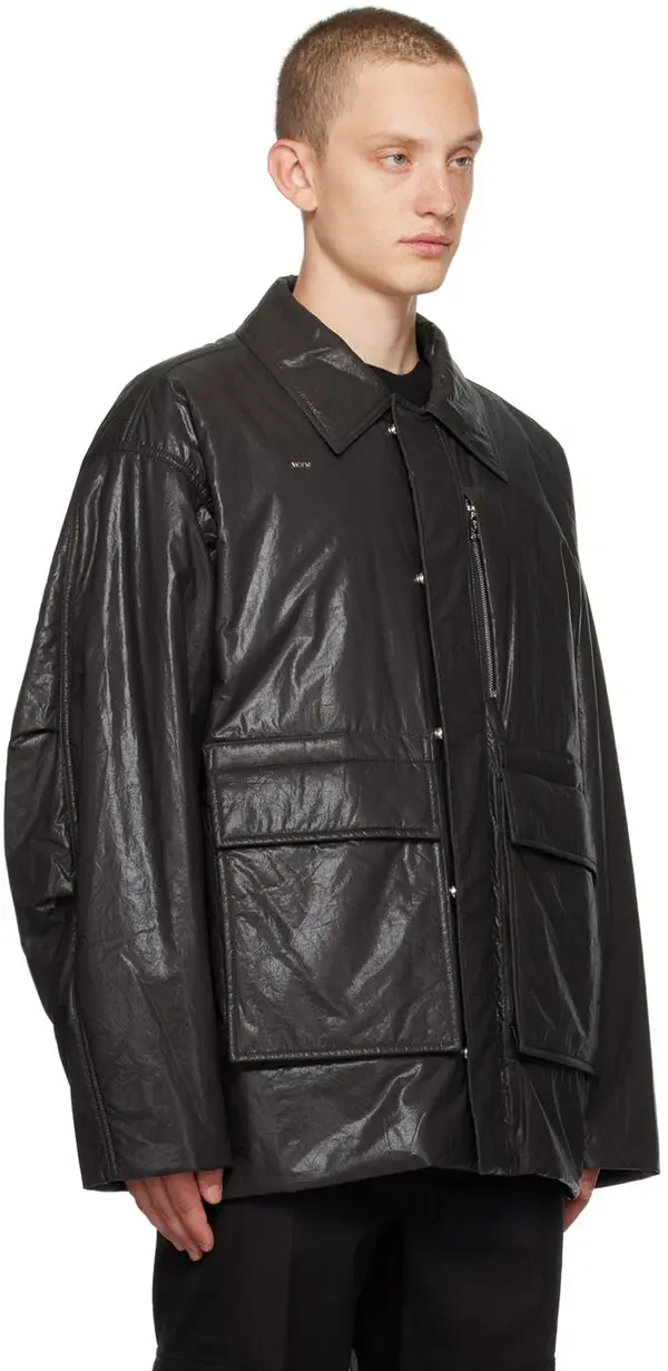 WOOYOUNGMI Leather Lapel Long-sleeved Casual Jacket
