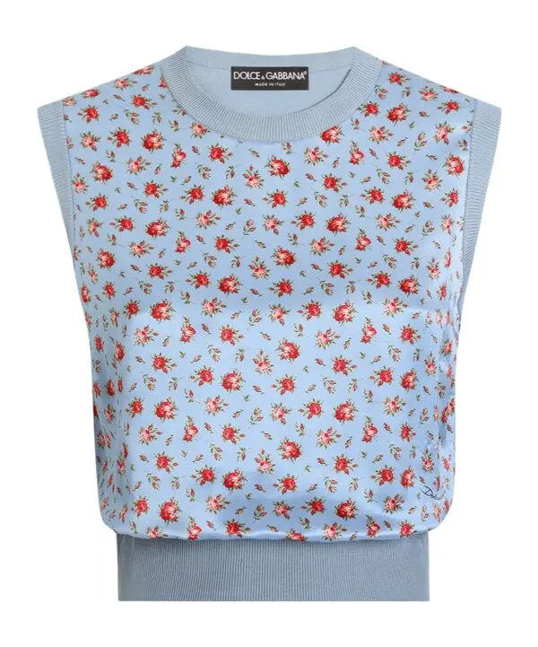 Dolce & Gabbana Sleeveless Floral Knit Top