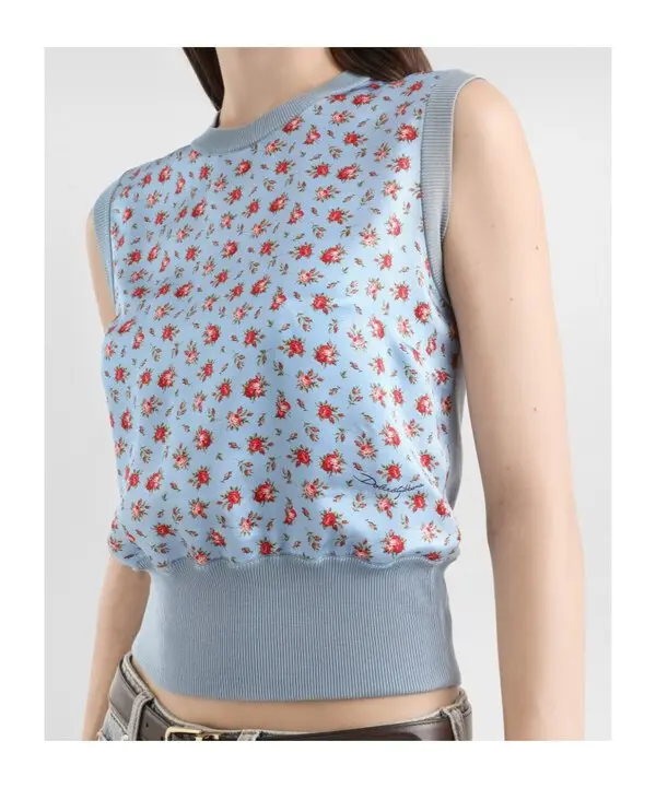 Dolce & Gabbana Sleeveless Floral Knit Top