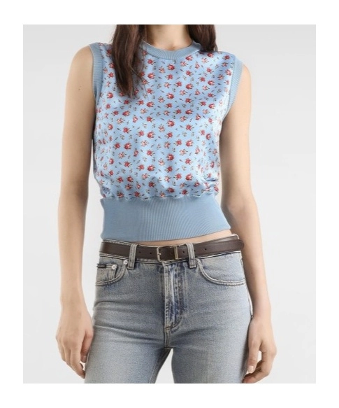 Dolce & Gabbana Floral Print Sleeveless Round Neck Vest - Blue