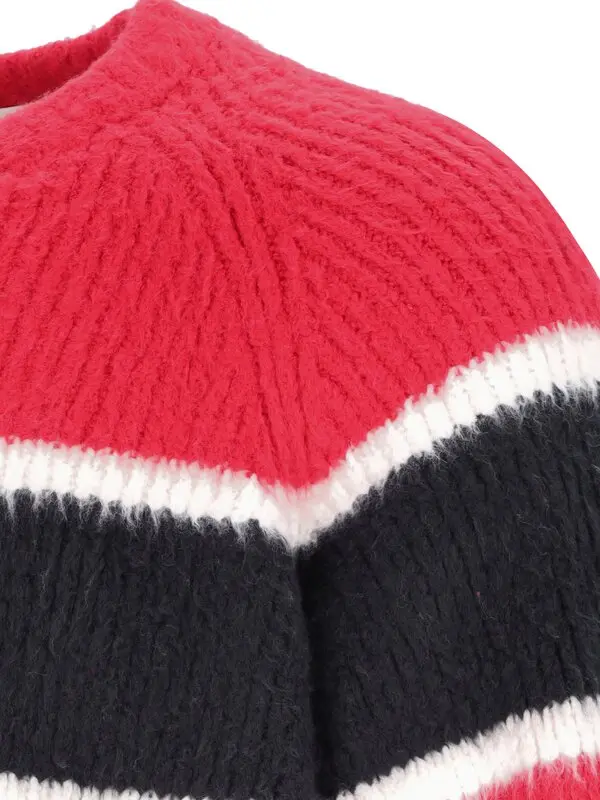 Celine Oversized Crew Neck Sweater In Brushed Striped Cotton