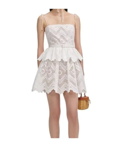 SELF-PORTRAIT Cotton Broderie Anglaise Mini Dress