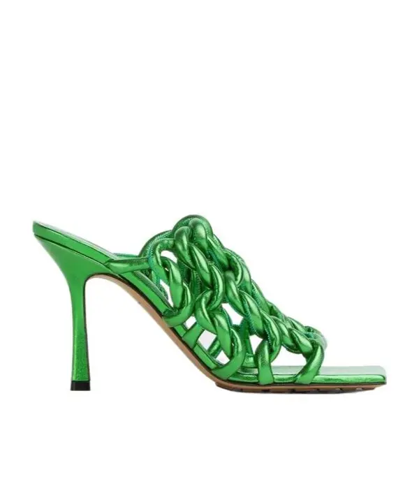 Bottega Veneta Metallic Chain-embellished Stretched Mules