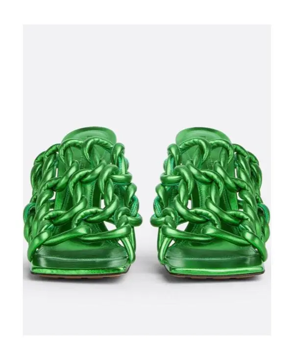 Bottega Veneta Metallic Chain-embellished Stretched Mules
