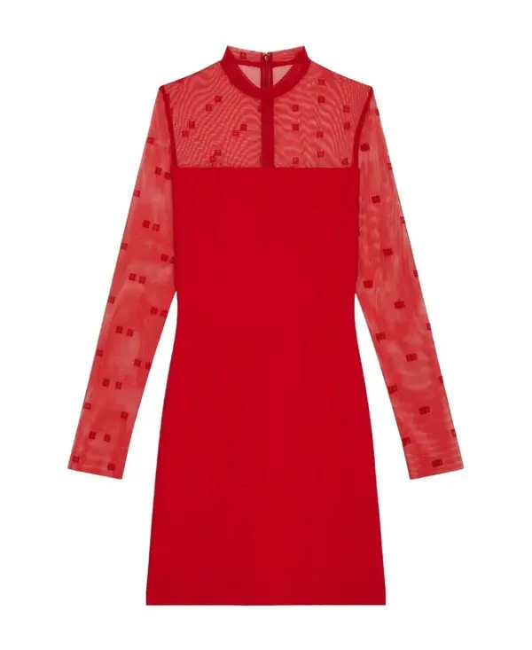 Givenchy Mock Neck Dress In Bi-material 4g Pattern