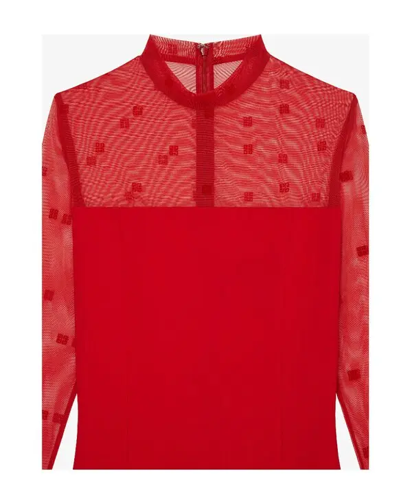 Givenchy Mock Neck Dress In Bi-material 4g Pattern