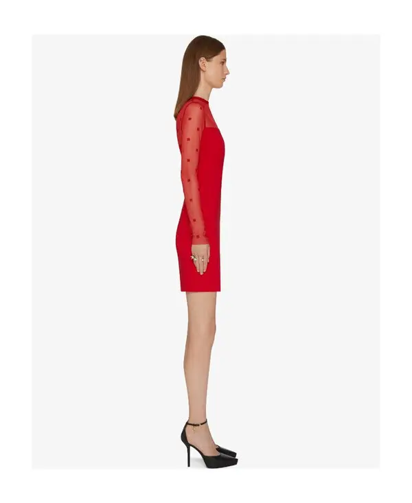 Givenchy Mock Neck Dress In Bi-material 4g Pattern