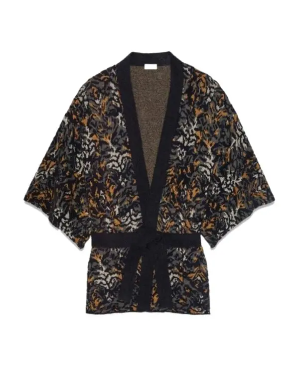Saint Laurent V-neck Belted Cardigan - Black