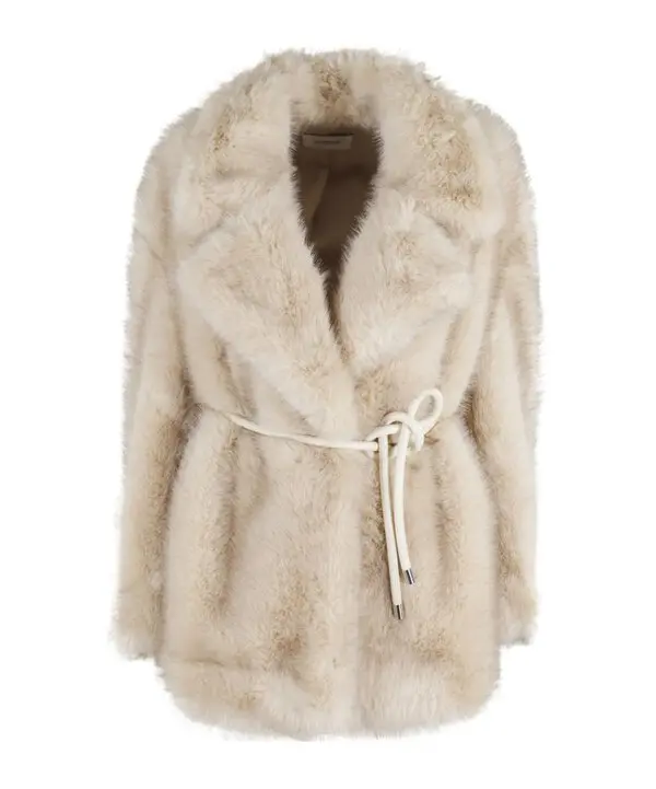 Sportmax Rosaria Furry-effect Coat - Beige