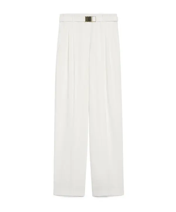 Max Mara Neottia Belted Wide Leg Trousers - White
