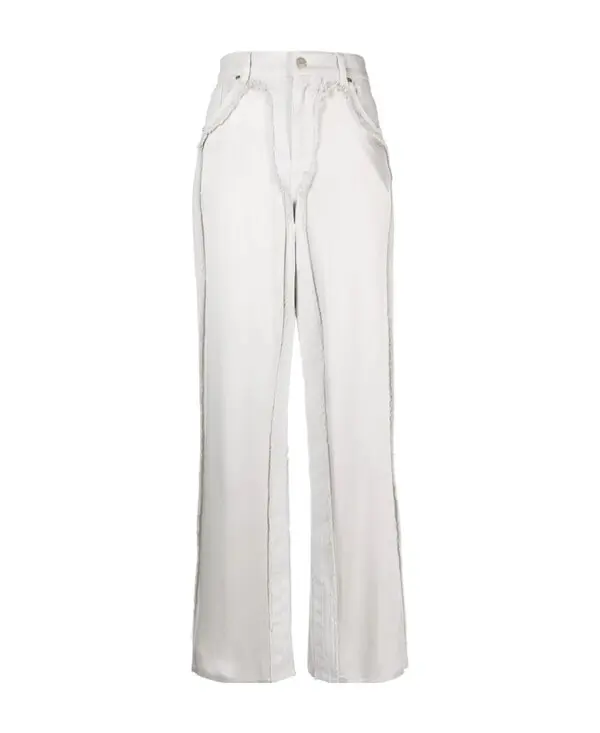 Blumarine Frayed Edge Straight Leg Jeans