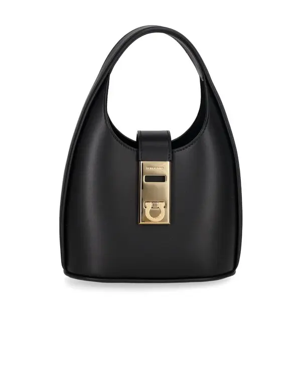 FERRAGAMO Logo Details Satchel - Black
