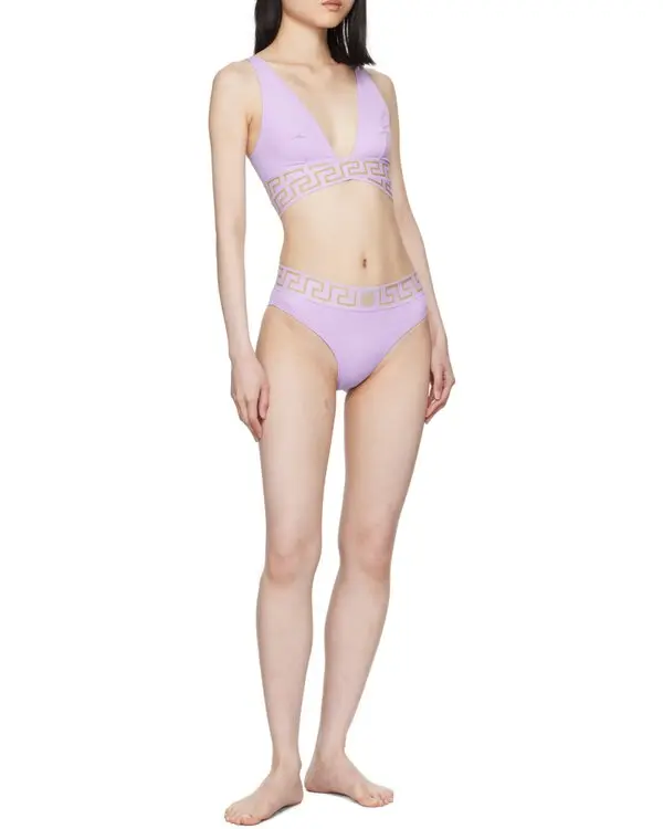Versace Greca Border High Waisted Bikini Bottoms - Nude