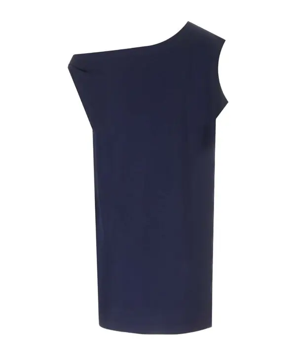 Norma Kamali Asymmetrical Shoulder Drop Mini Dress